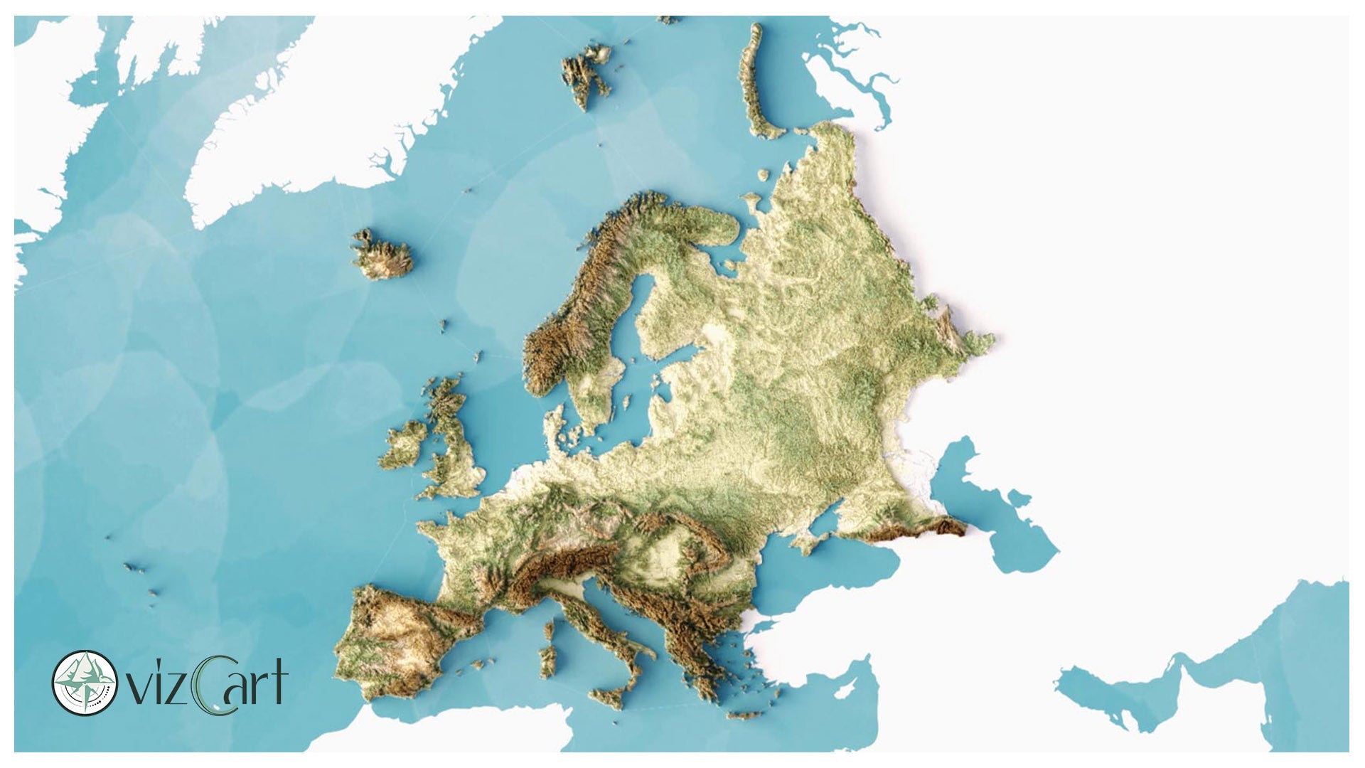 Europe shaded relief maps | VizCart by VizArt