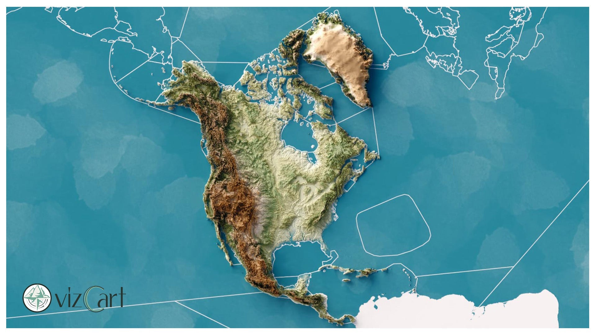 North America shaded relief maps | VizCart by VizArt