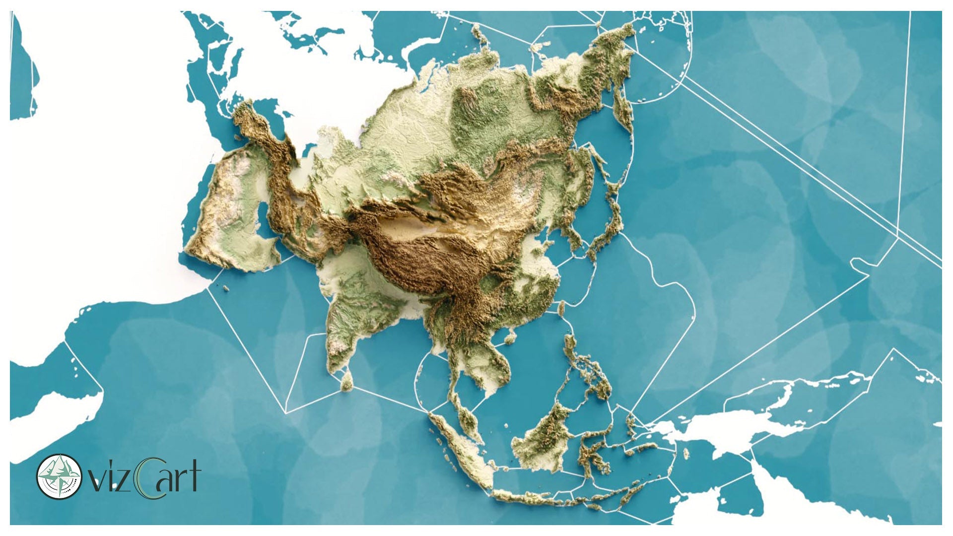 Asia shaded relief maps | VizCart by VizArt