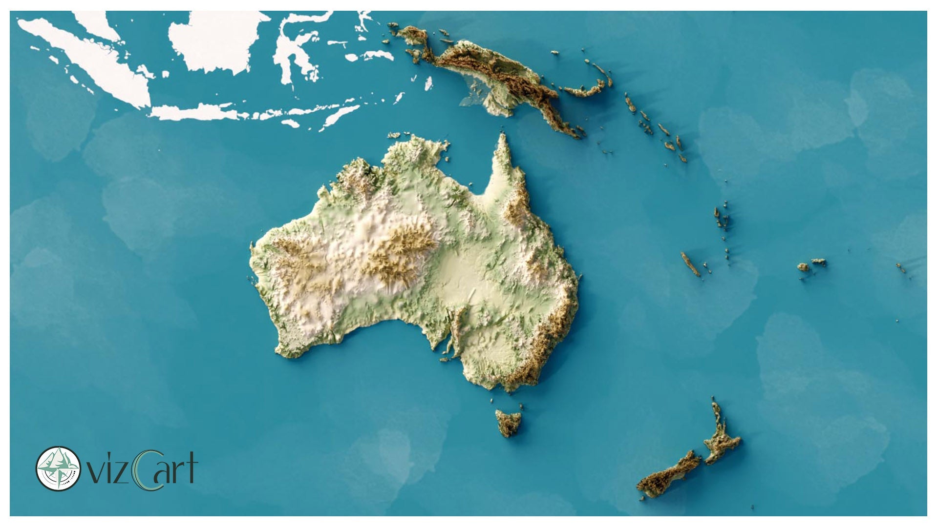 Oceania shaded relief maps | VizCart by VizArt