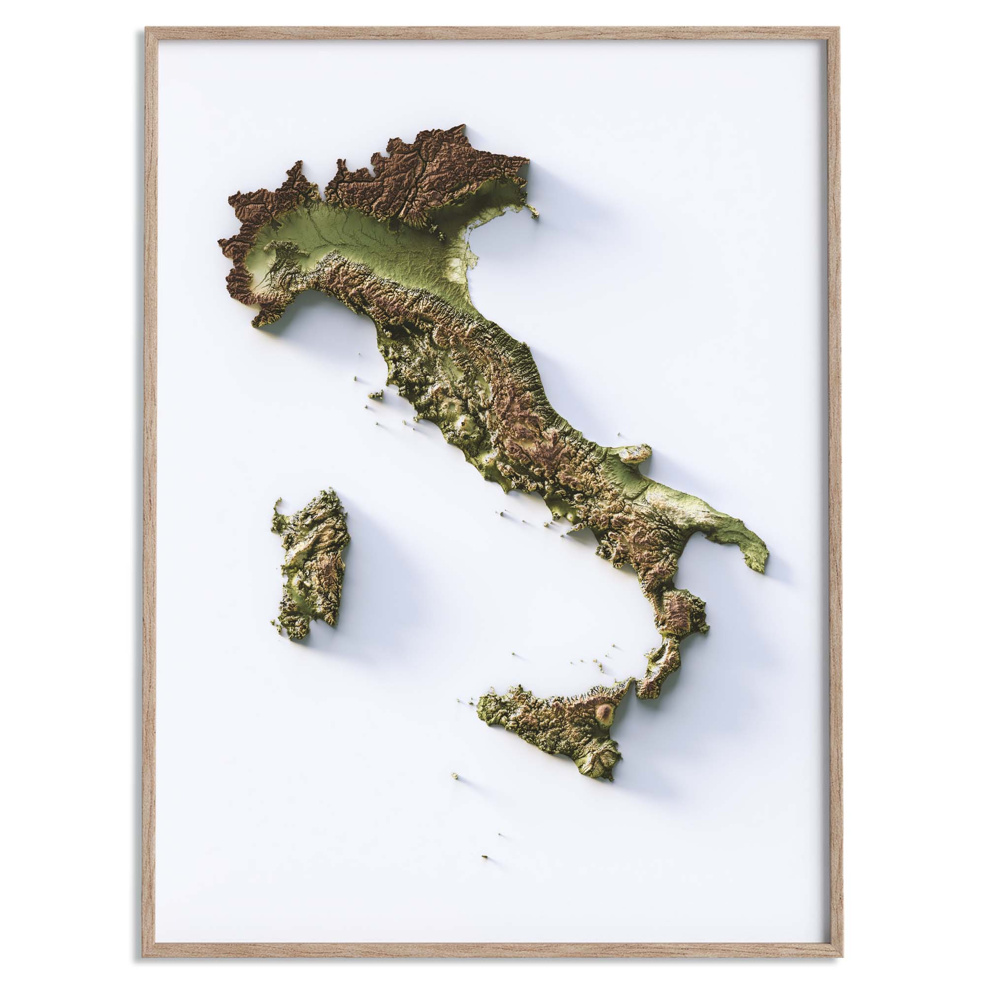 Italy, Elevation tint - Geo, 2D fine art printed shaded relief map ...