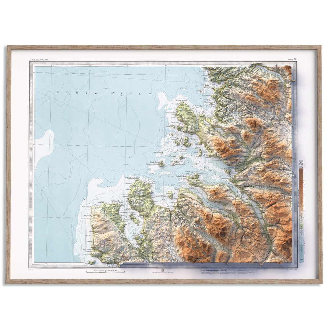 Ullapool (UK), Topographic map - 1912, 2D fine art printed shaded ...