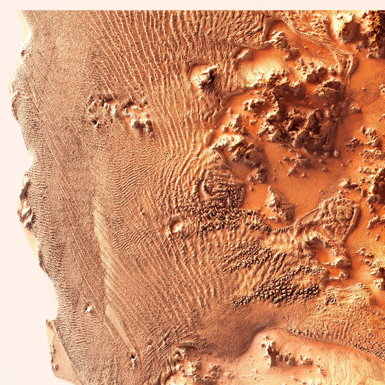 Namib Desert (Namibia), Elevation tint - Red, 2D fine art printed shaded relief map – VizCart