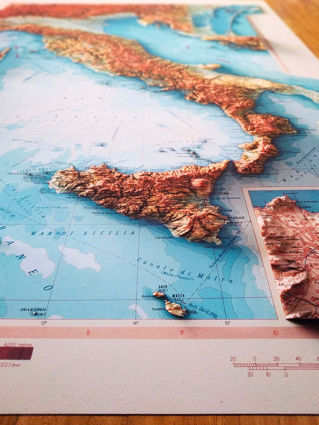 Rome (Italy), Topographic map - 1931, 2D fine art printed shaded relief ...