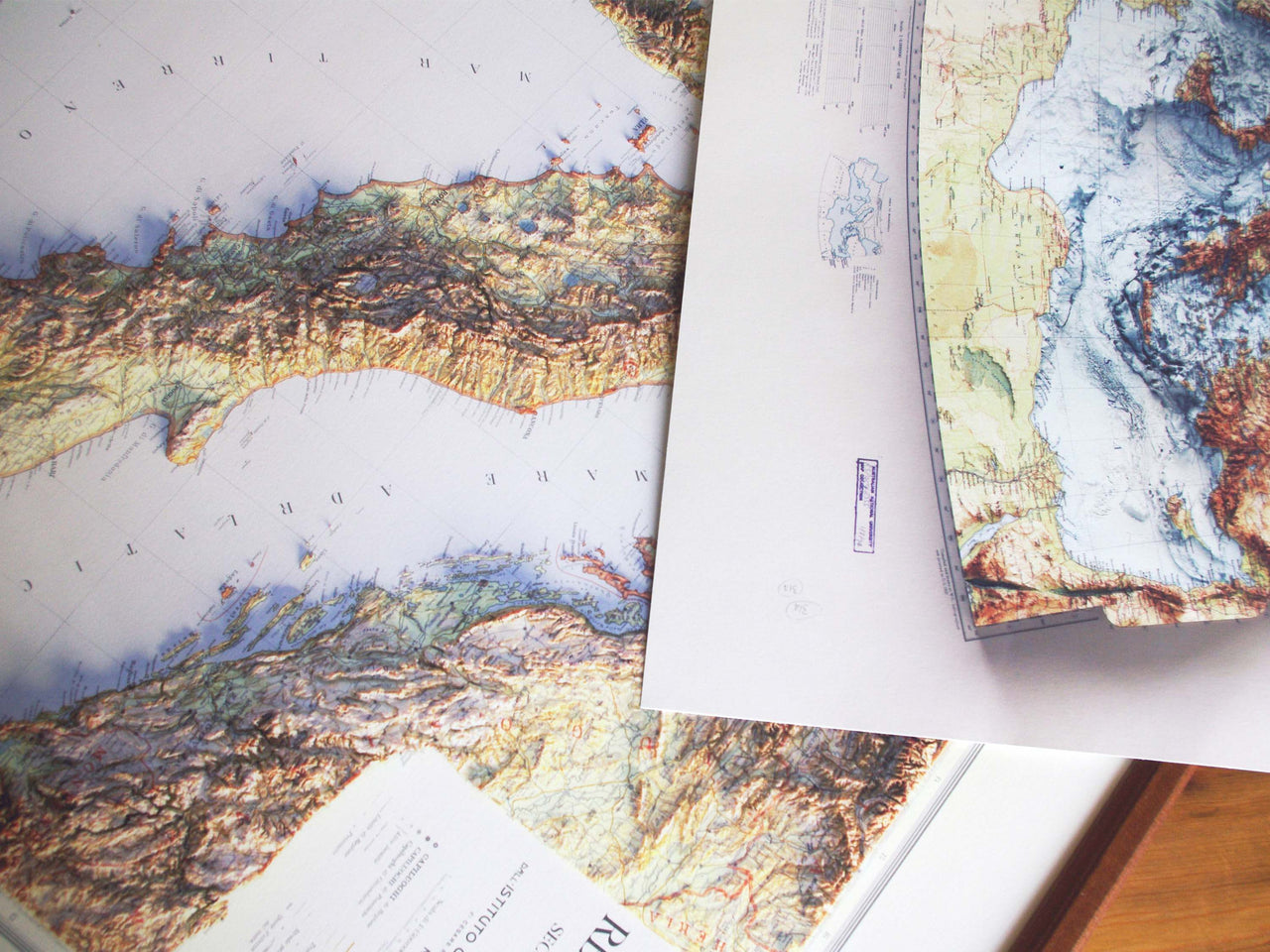 Iberian Peninsula, Topographic map - 1956, 2D fine art printed shaded ...