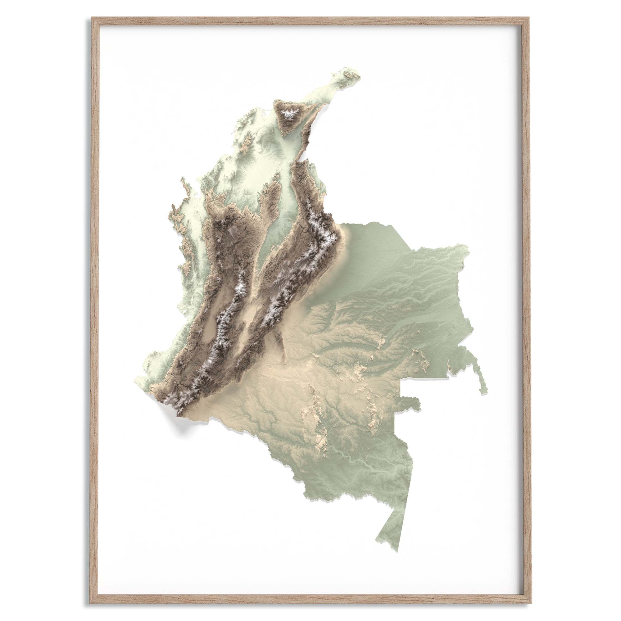 Colombia, Elevation tint - Geo, 2D fine art printed shaded relief map ...