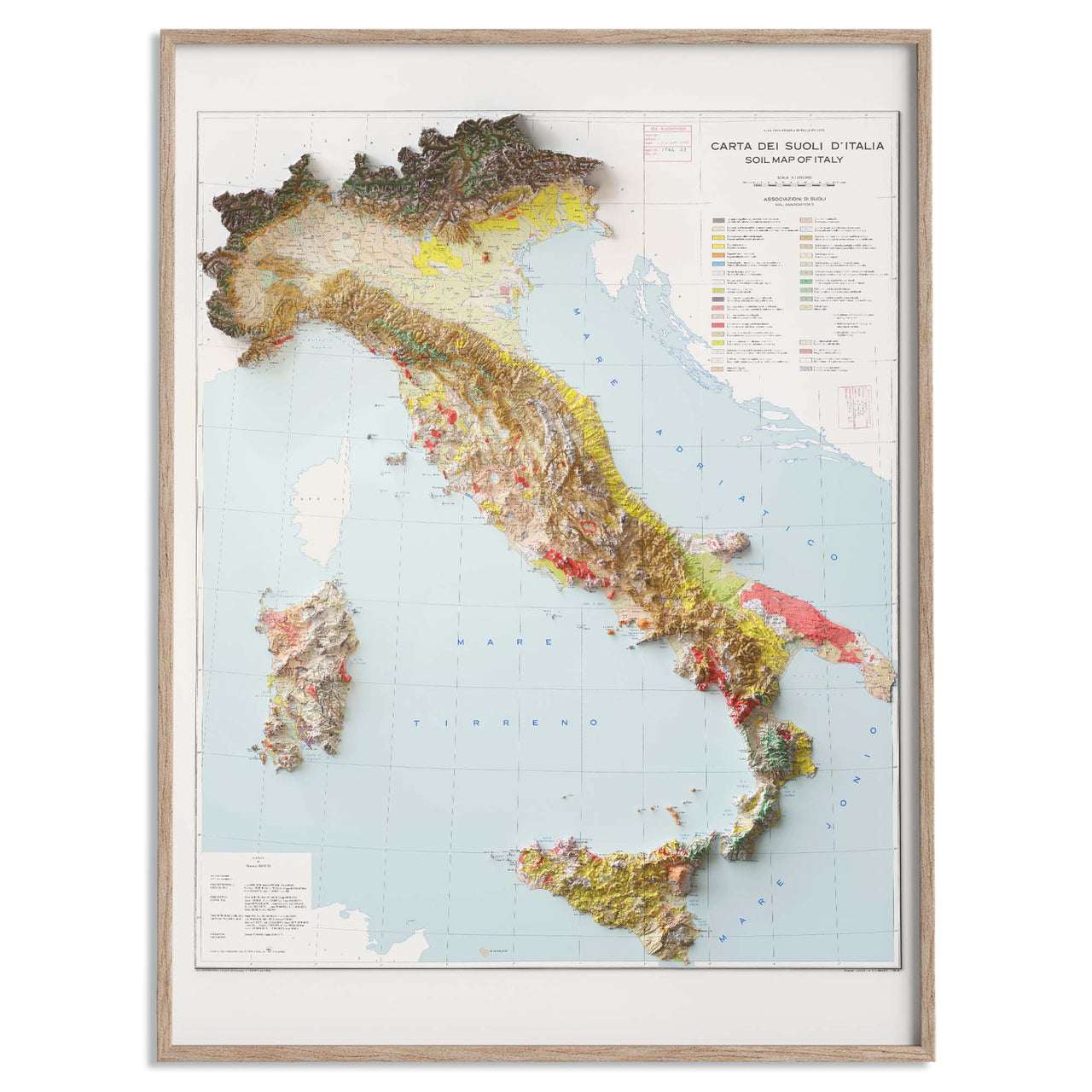 Italy, Soil map - 1966, 2D fine art printed shaded relief map – VizCart