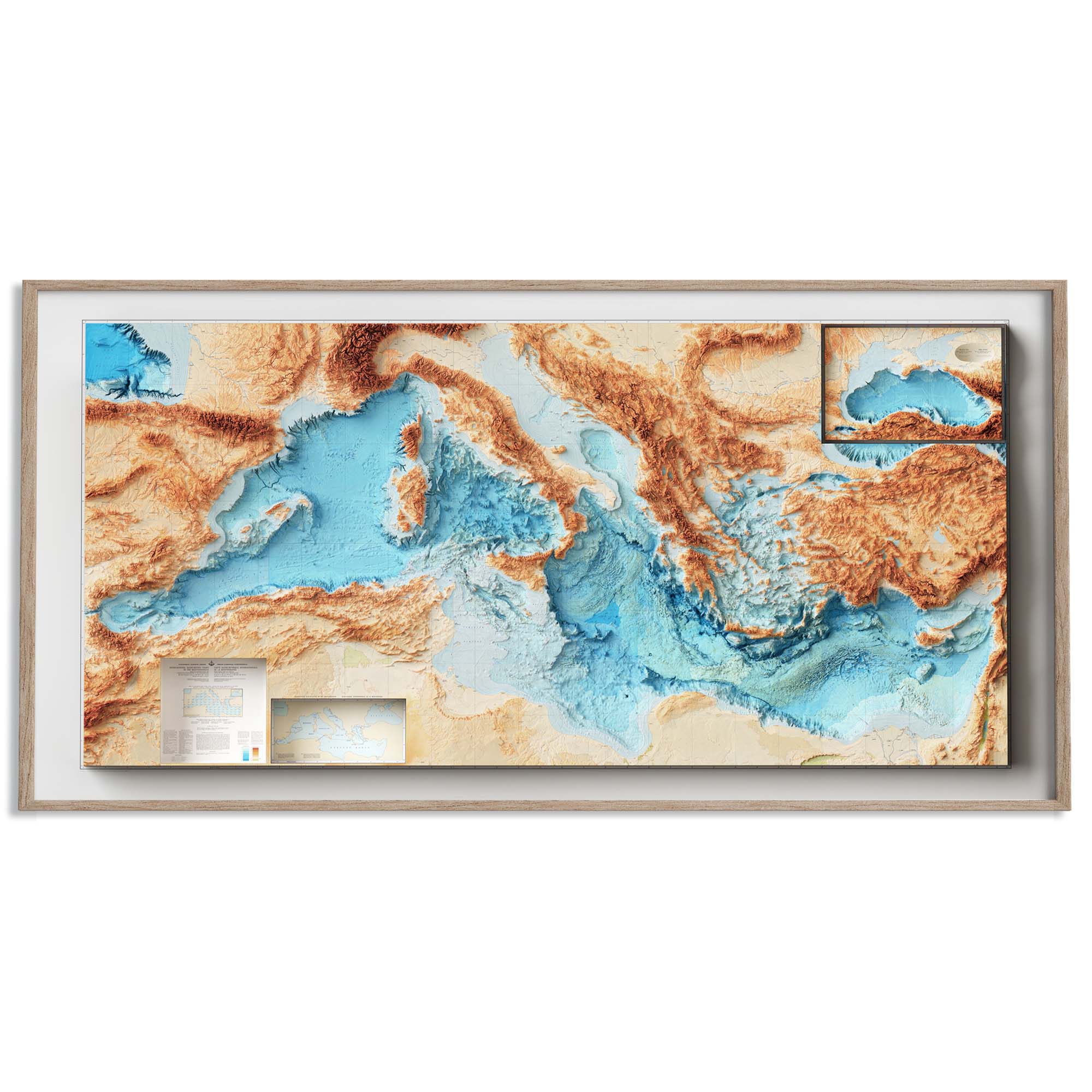Mediterranean Sea Bathymetric, Topographic map - 1981, 2D fine art ...