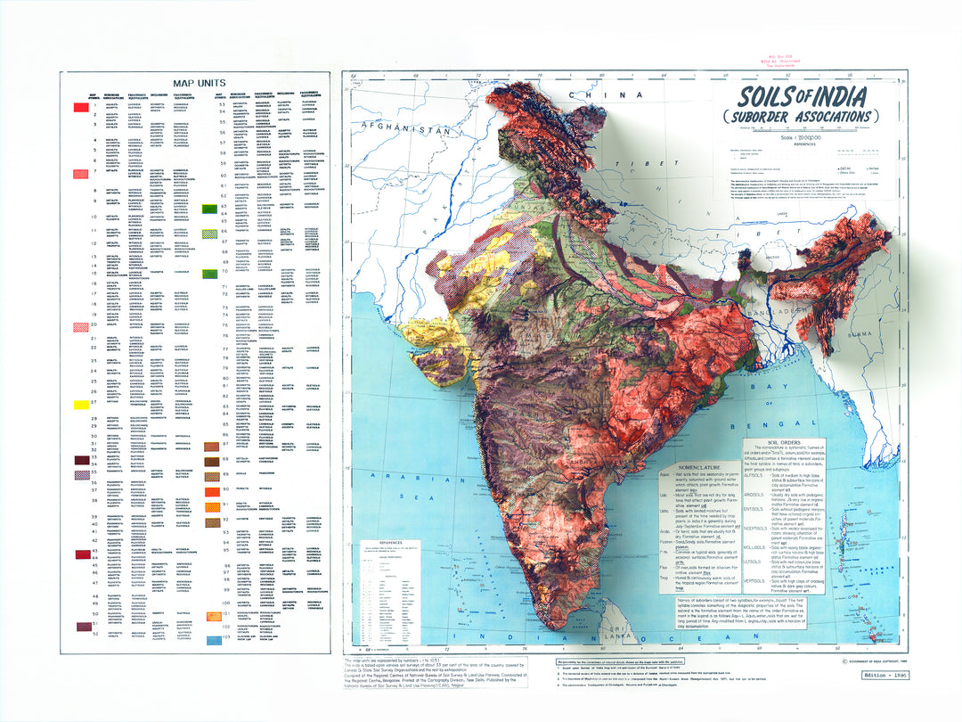 India, Soil map - 1985, 2D fine art printed shaded relief map – VizCart
