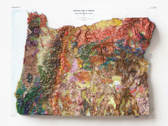 Oregon (USA), Geological map - 1991, 2D fine art printed shaded relief ...