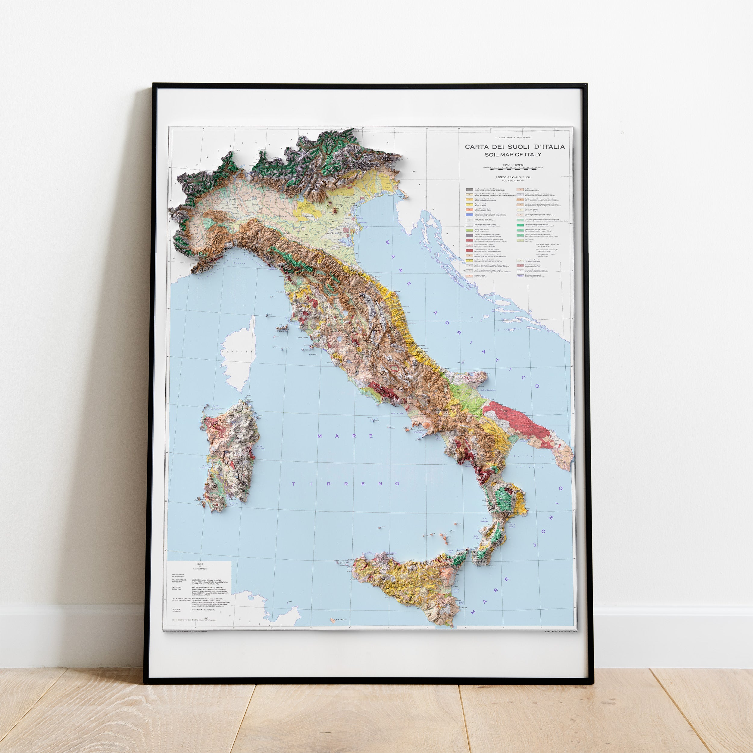 Italy, Soil map - 1966, 2D fine art printed shaded relief map – VizCart