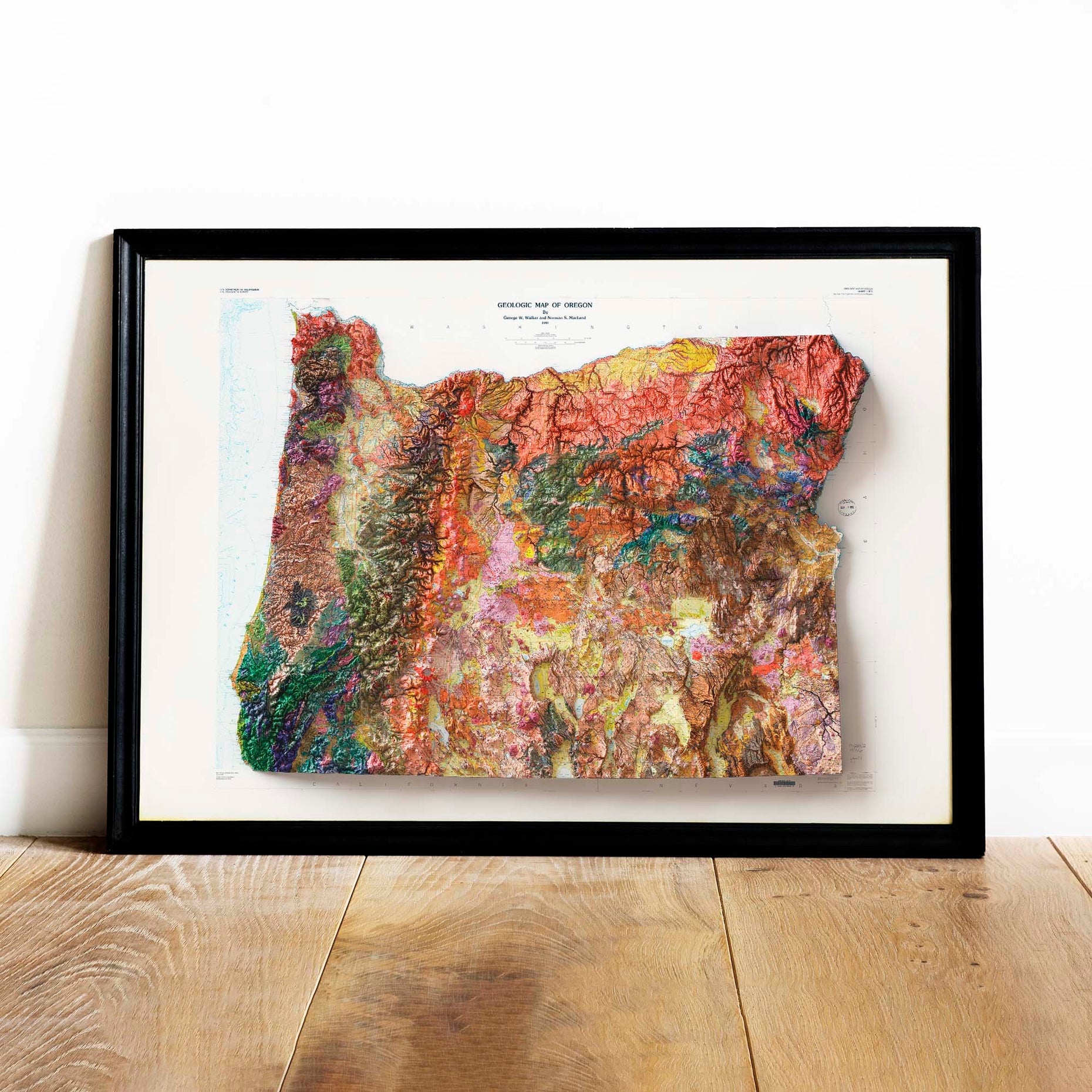 Oregon (USA), Geological map - 1991, 2D fine art printed shaded relief ...