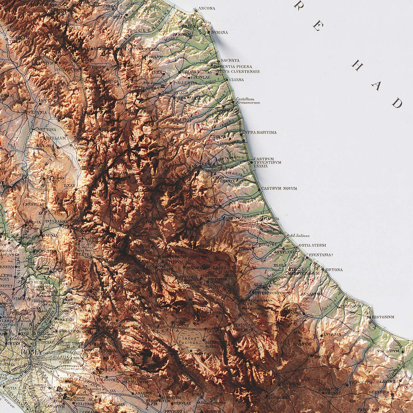 Rome (Italy), Topographic map - 1931, 2D fine art printed shaded relief ...