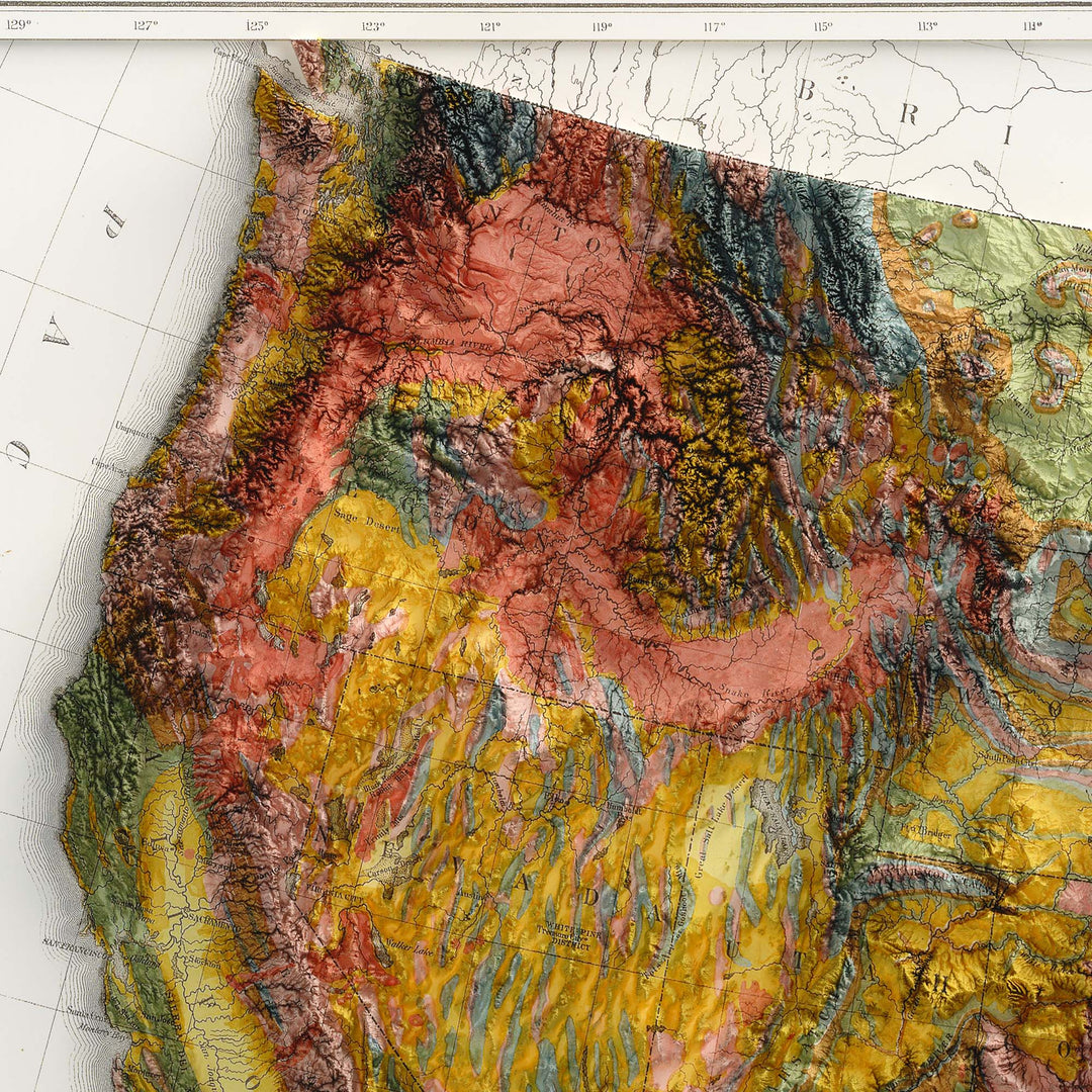 USA, Geological map - 1874, 2D fine art printed shaded relief map – VizCart