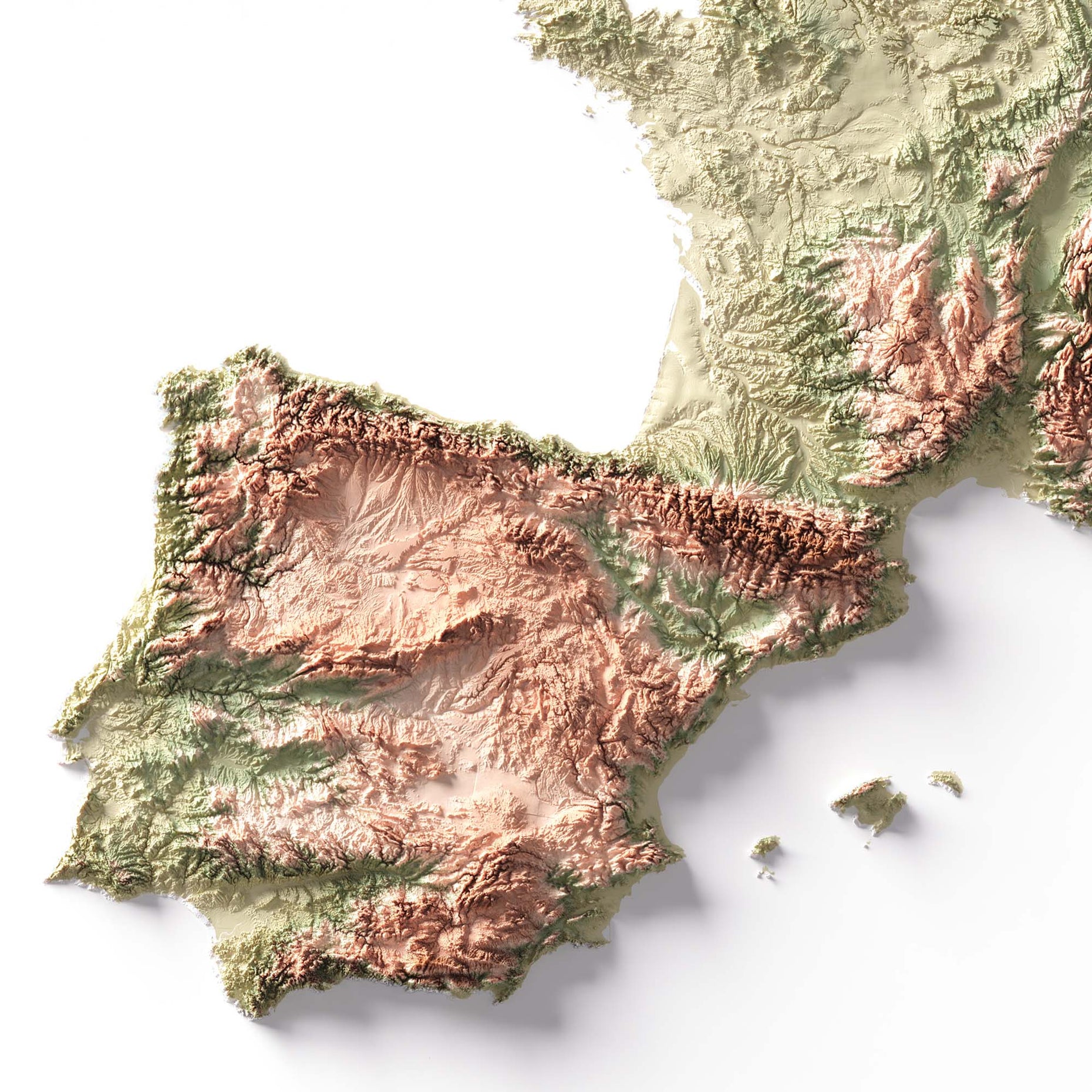 Europe, Elevation tint - Geo, 2D fine art printed shaded relief map ...