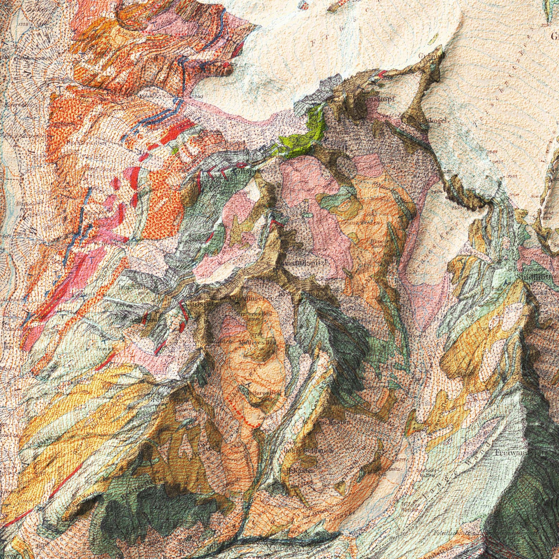 Grossglockner (Austria), Geological map - 1939, 2D fine art printed ...