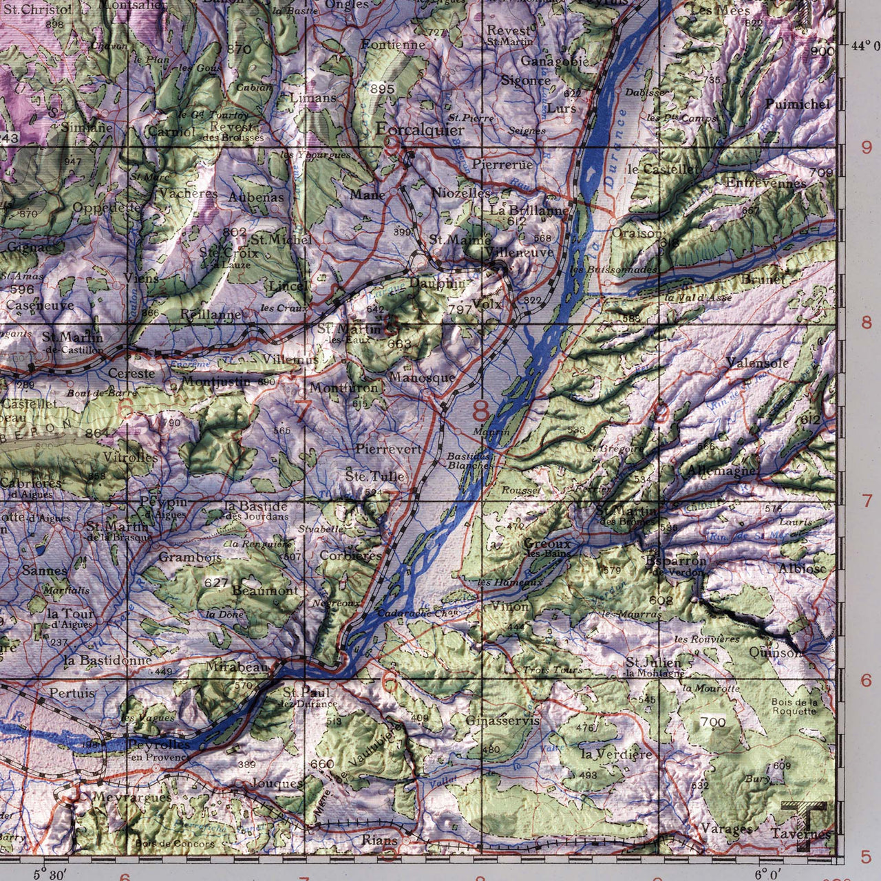 Avignon (France), Topographic map - 1943, 2D fine art printed shaded ...