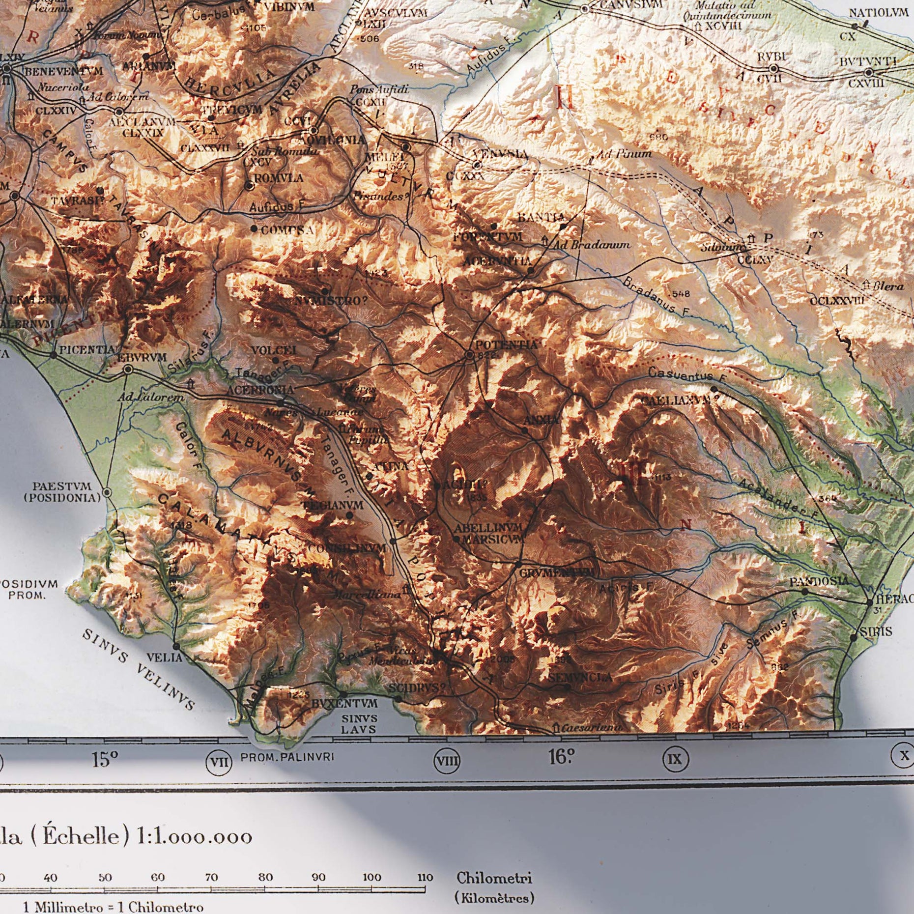Rome (Italy), Topographic map - 1931, 2D fine art printed shaded relief ...